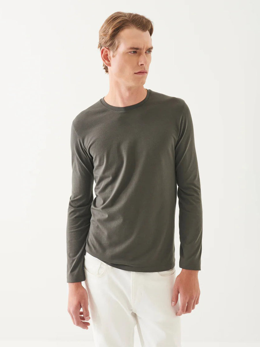 PATRICK ASSARAF | Long Sleeve Iconic Pima Top - Thyme | Over the ...