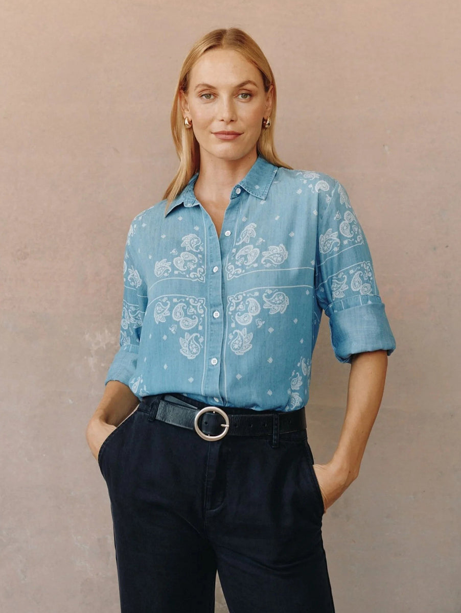 BELLA DAHL | Long Sleeve Boyfriend Shirt - Bandana Wash | Over the ...