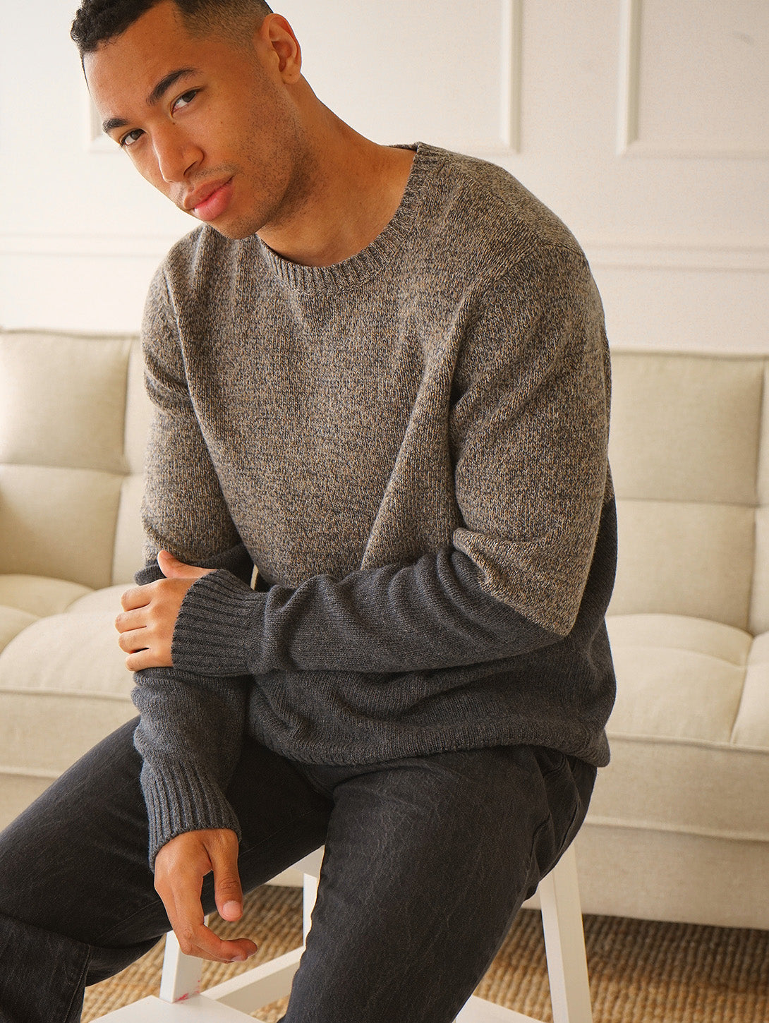 BENSON | Riley Color Block Sweater - Brown Mélange | Over The Rainbow ...