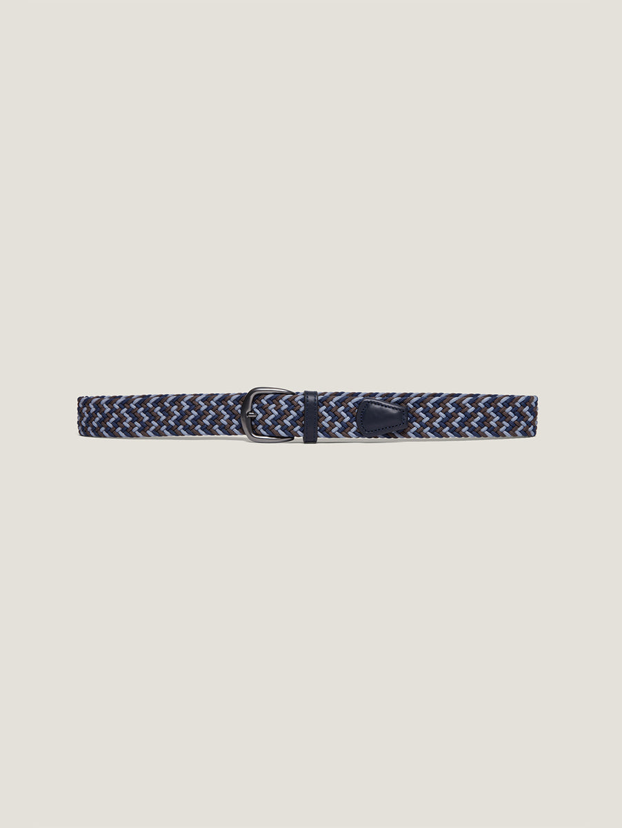 34 HERITAGE | Braided Elastic Belt - Indigo Multi | Over the Rainbow Canada