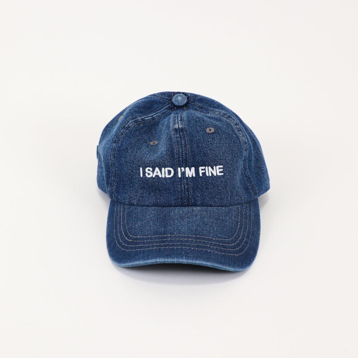 INTENTIONALLY BLANK | I'm Fine Dad Cap - Denim/White | Over The Rainbow ...