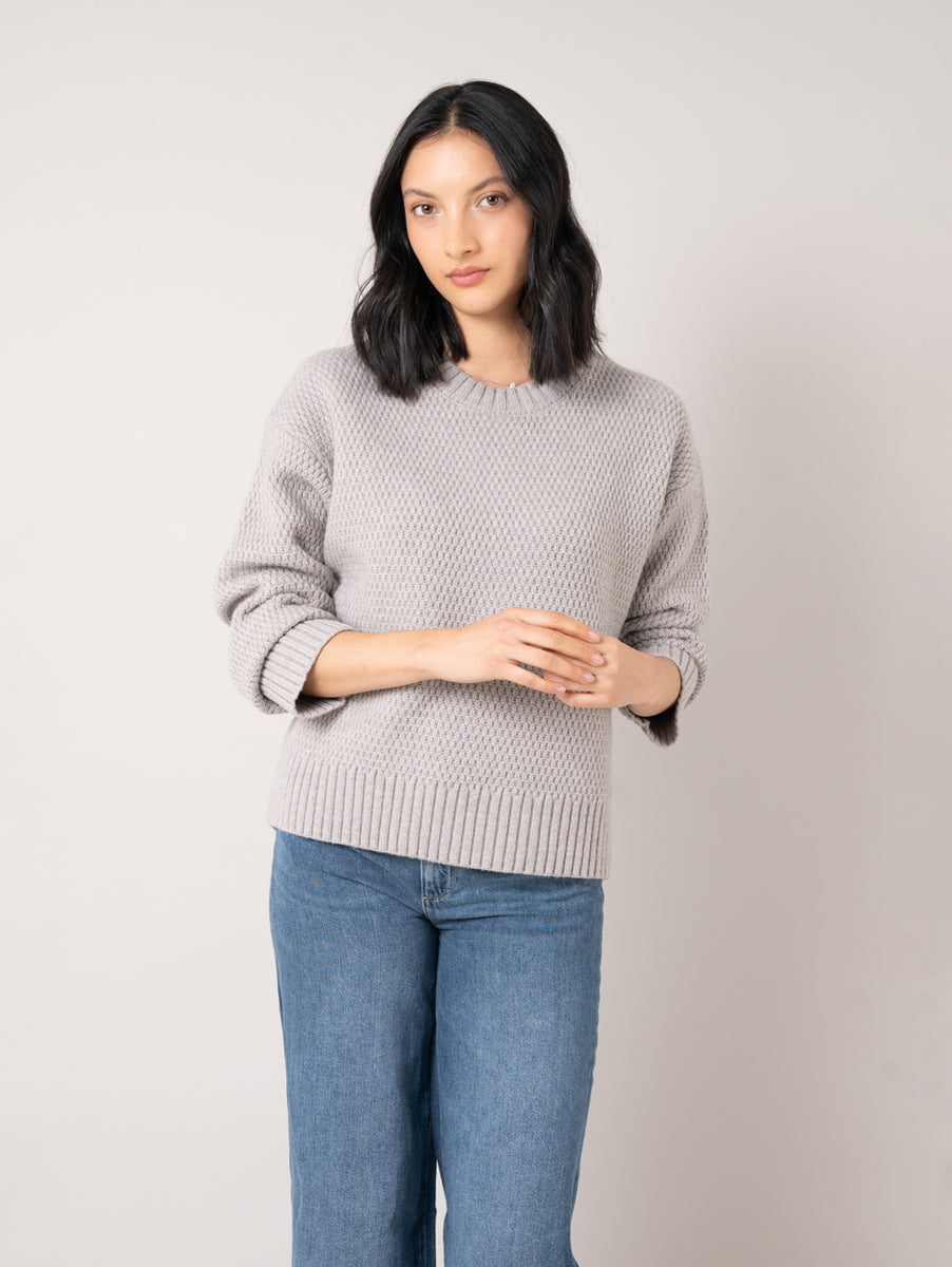 Long Sleeve Waffle Crew Sweater - Derby Grey – Over the Rainbow