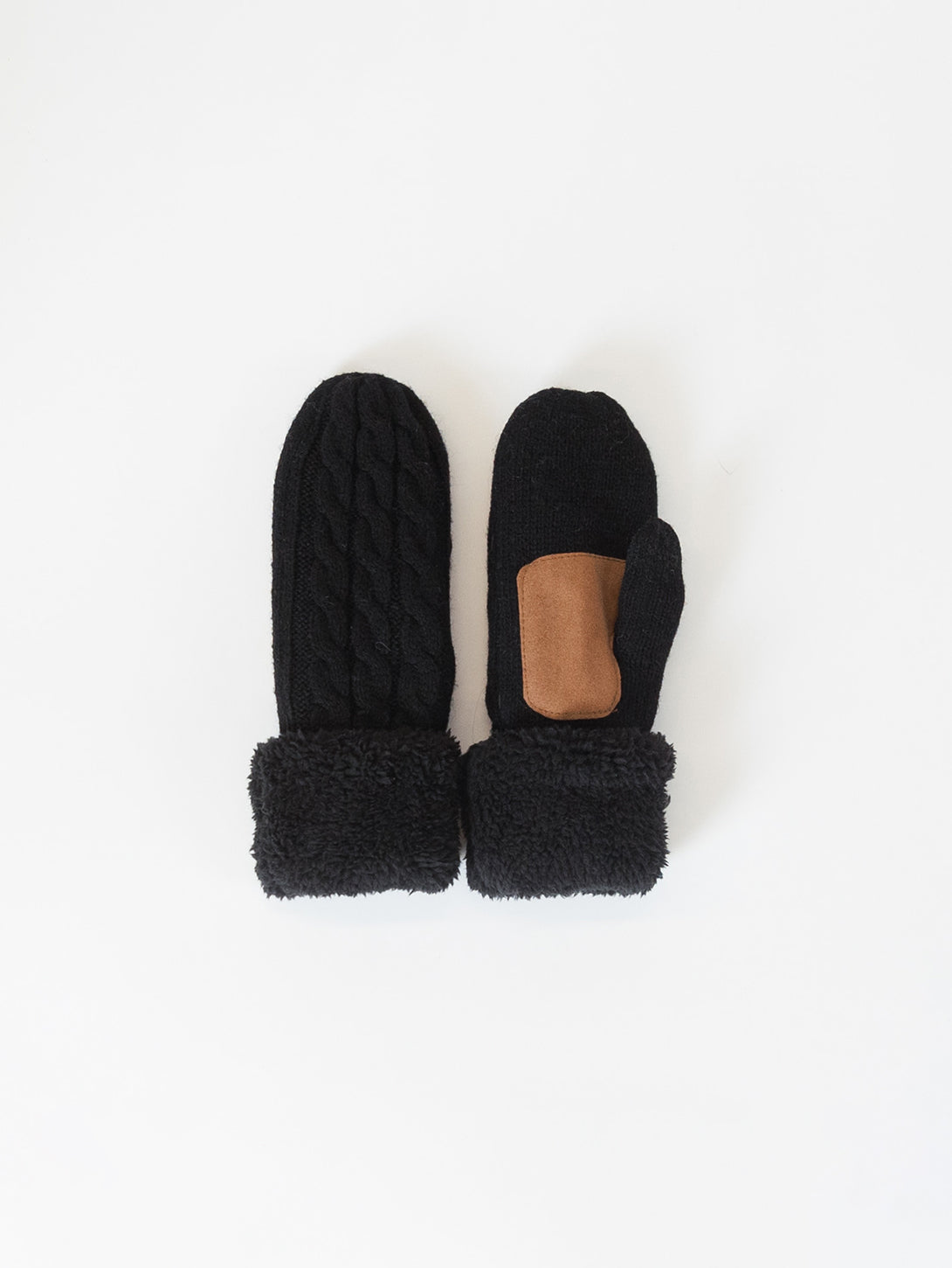 LYLA + LUXE | Patch Cable Knit Mitten - Black | Over The Rainbow Canada ...