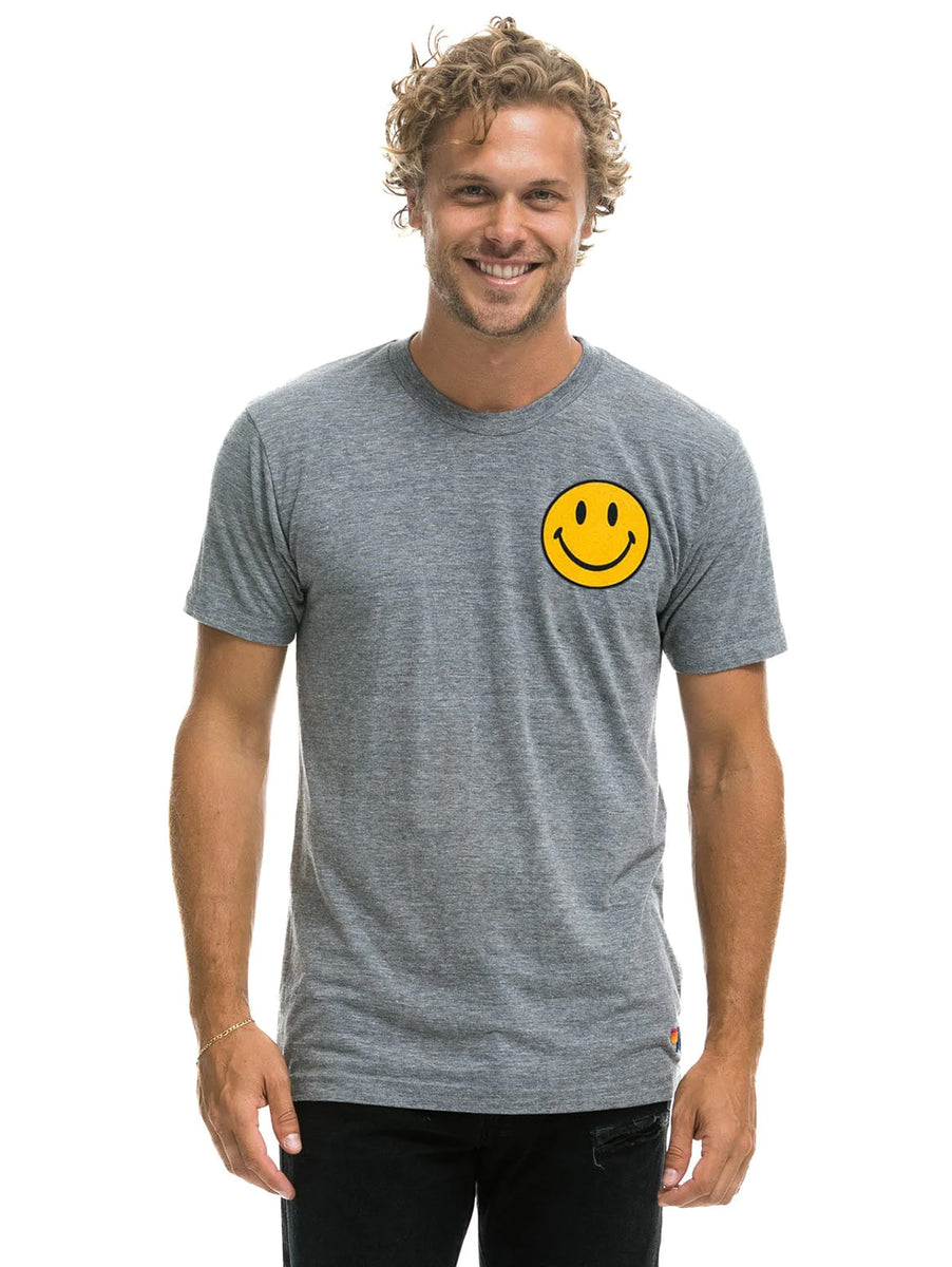 AVIATOR NATION | Smiley Crew Tee - Heather Grey | Over the Rainbow Canada